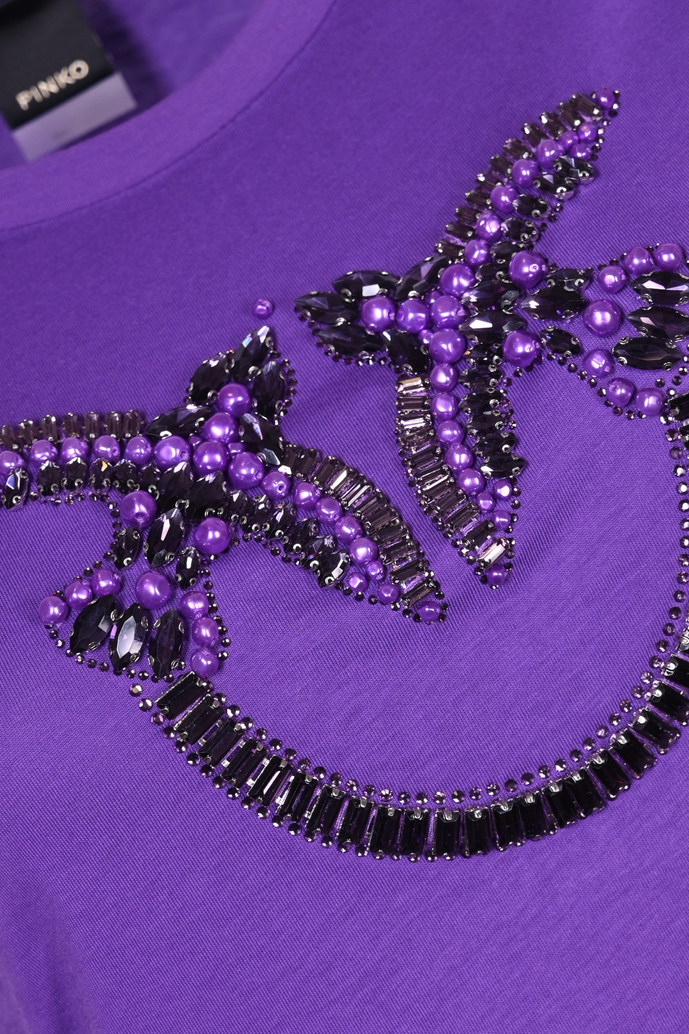 T-shirt Quentin con logo gioiello Viola Reale PINKO 100535 A2RN W79 ...